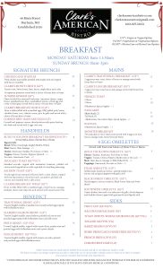 Menus – Clarks American Bistro