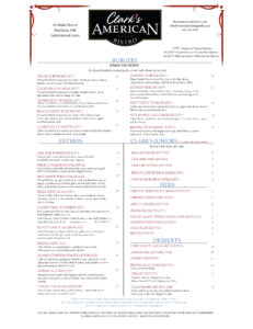 Menus – Clarks American Bistro
